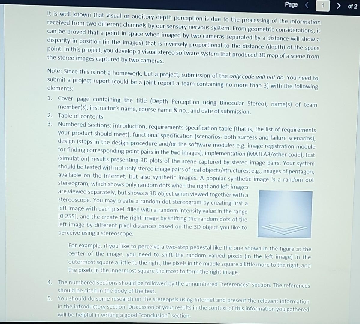 Solved It is well known that visual or auditory depth | Chegg.com