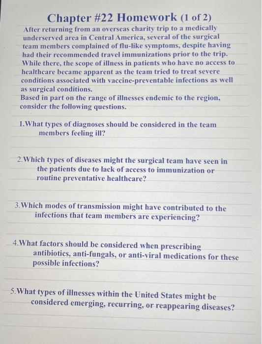 Solved Chapter \#22 Homework (1 of 2 ) After returning from | Chegg.com