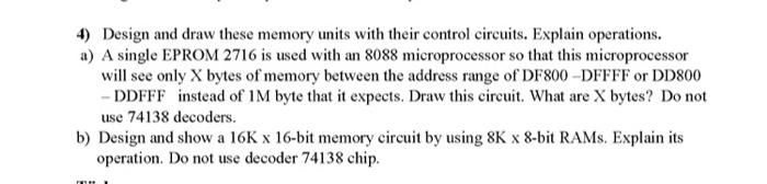 Solved 4) Design and draw these memory units with their | Chegg.com