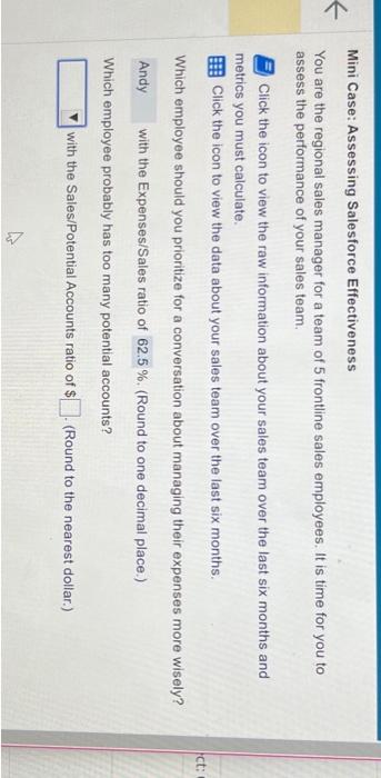 Solved Mini Case: Assessing Salesforce Effectiveness You are | Chegg.com