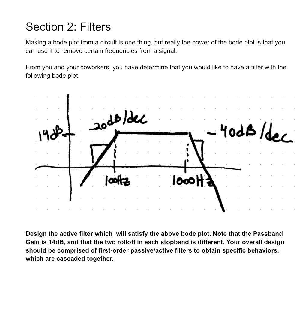 Section 2: FiltersMaking a bode plot from a circuit | Chegg.com Section 2: FiltersMaking a bode plot from a circuit | Chegg.com