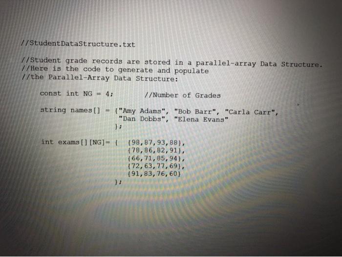 Solved // Student DataStructure.txt // Student grade records | Chegg.com