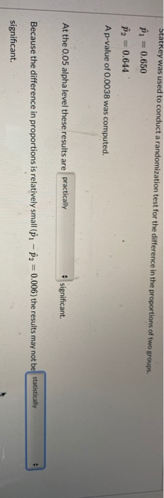 Solved Statkey Was Used To Conduct A Randomization Test For 