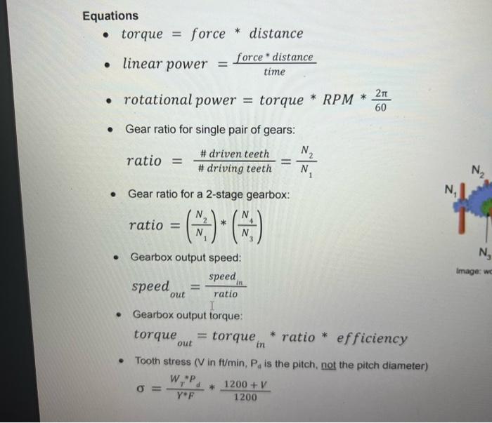 Equations • torque = force * distance force distance | Chegg.com