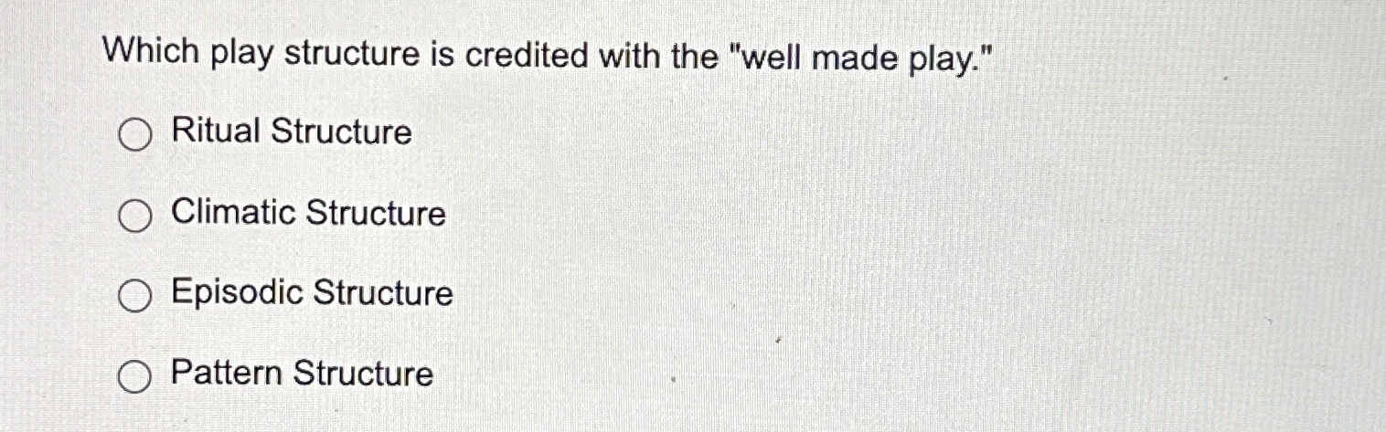 Solved Which play structure is credited with the "well made | Chegg.com