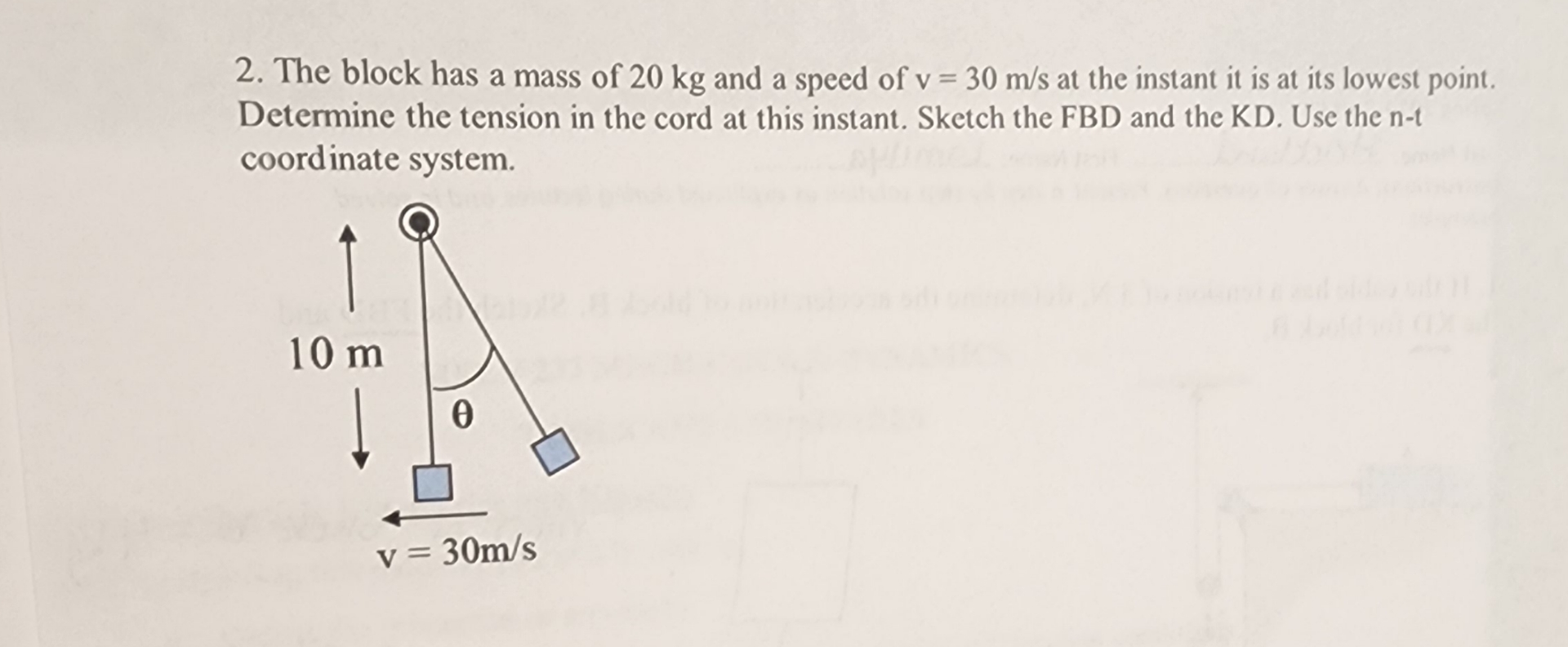 Solved The block has a mass of 20kg ﻿and a speed of v=30ms | Chegg.com