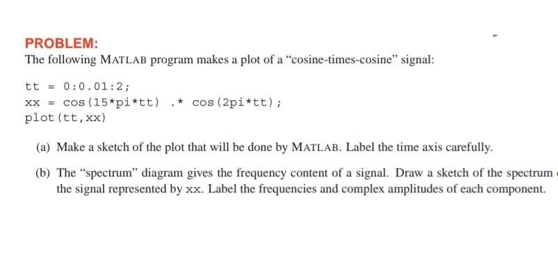 Solved Problem The Following Matlab Program Makes A Plot Of 1930