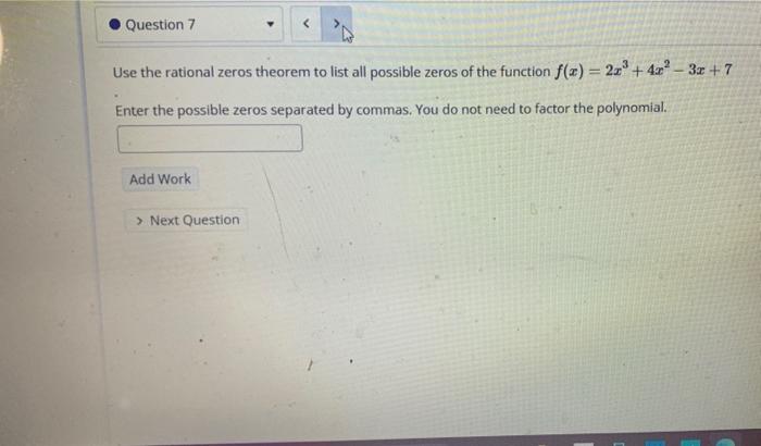 Solved Use the rational zeros theorem to list all possible | Chegg.com Solved Use the rational zeros theorem to list all possible | Chegg.com