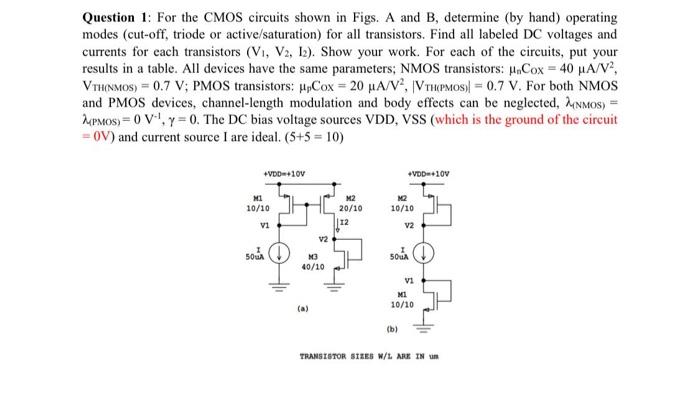 Solved Question 1: For the CMOS circuits shown in Figs. A | Chegg.com