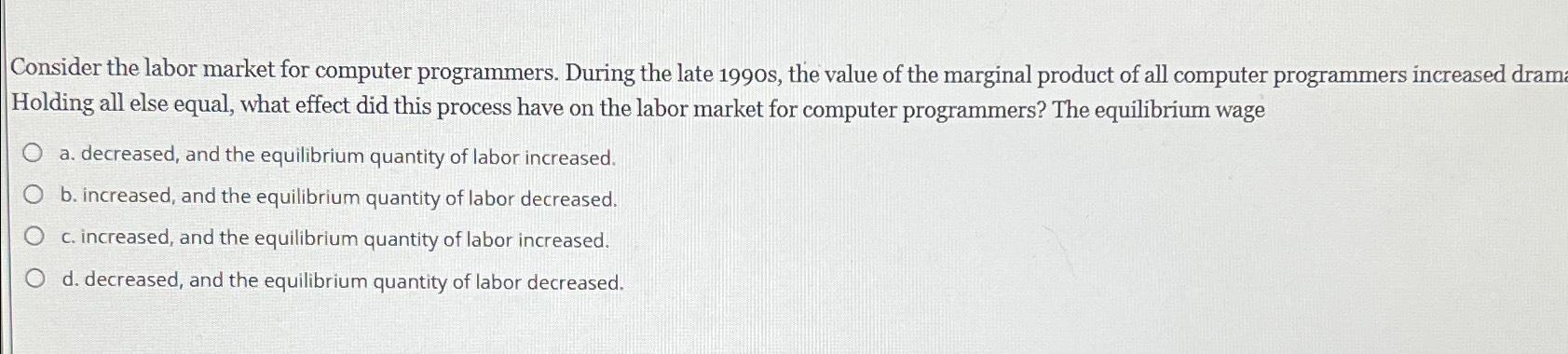 Solved Consider the labor market for computer programmers. | Chegg.com