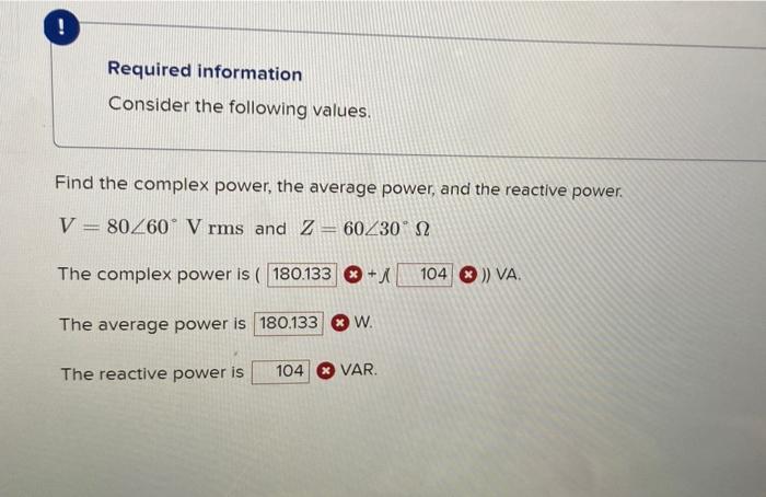 Solved Required information Consider the following values. | Chegg.com