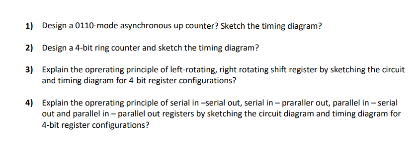 Solved 1) ﻿Design a 0110-mode asynchronous up counter? | Chegg.com