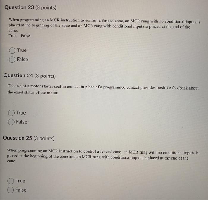 Solved Question 23 (3 points) When programming an MCR | Chegg.com