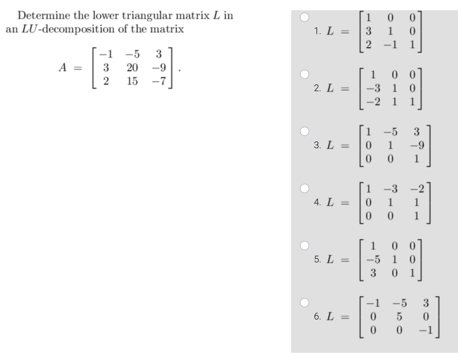 Determine the lower triangular matrix | Chegg.com