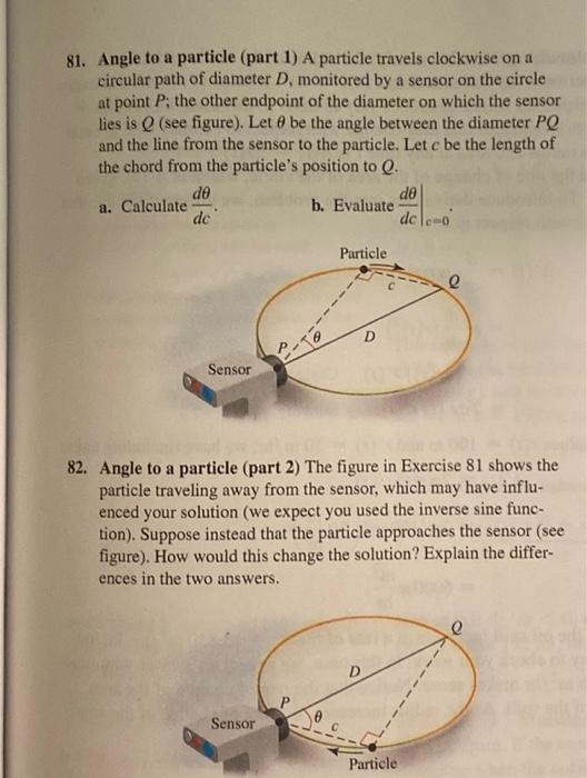 Solved 81. Angle to a particle (part 1) A particle travels | Chegg.com