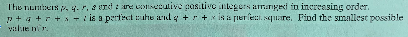 Solved The numbers p,q,r,s ﻿and t ﻿are consecutive positive | Chegg.com
