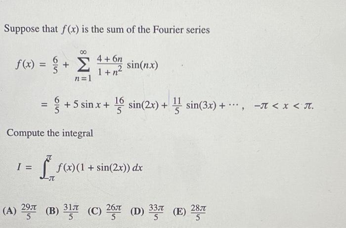 Solved Suppose that f(x) is the sum of the Fourier series | Chegg.com