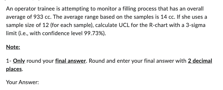 Solved An operator trainee is attempting to monitor a | Chegg.com