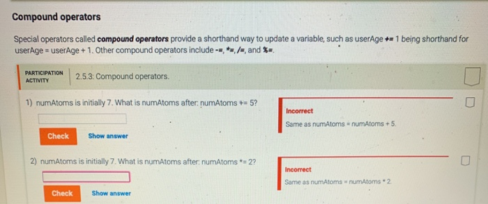 Solved Compound operators Special operators called compound | Chegg.com