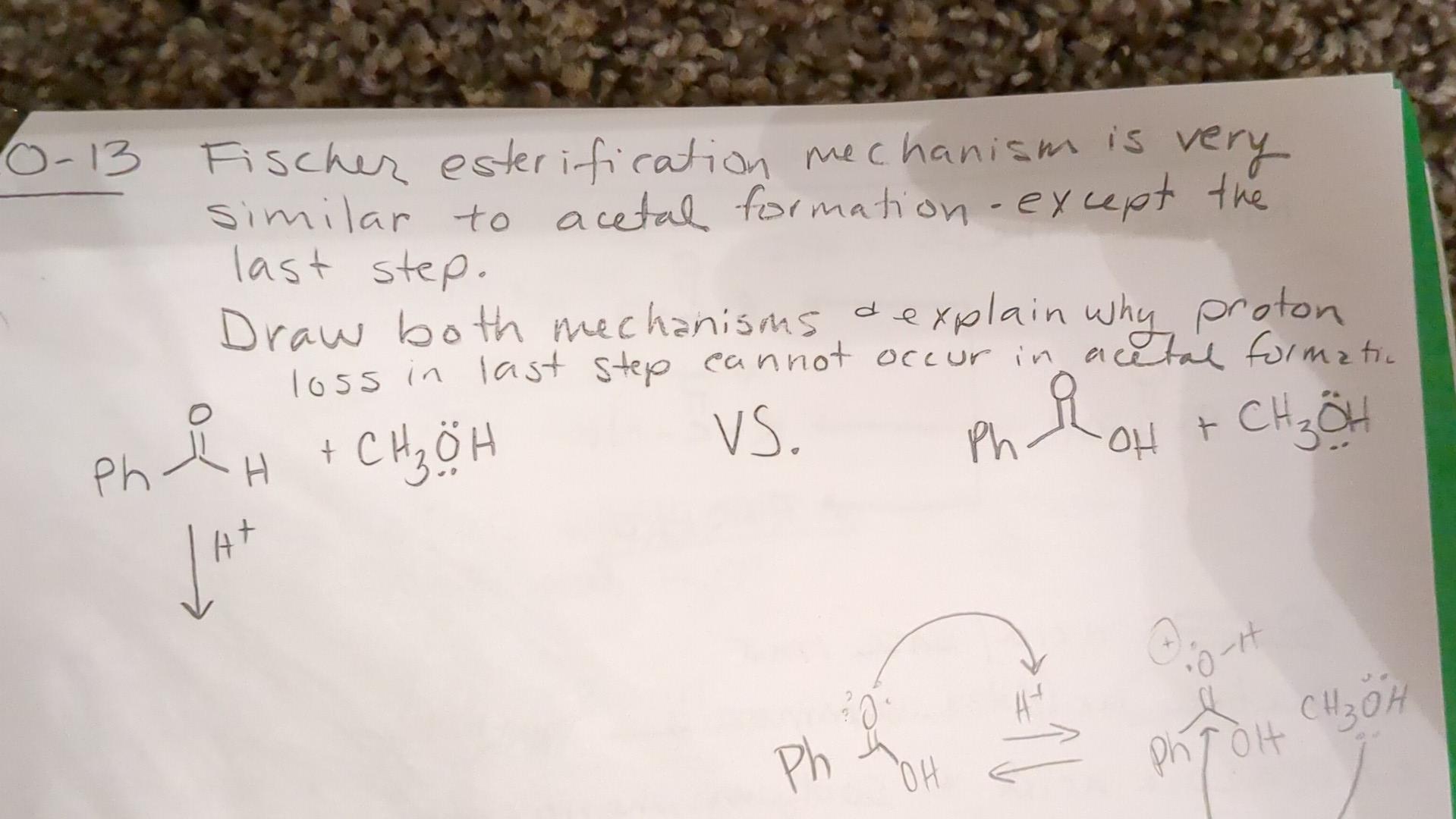 Solved D-13 Fischer esterification mechanism is very similar | Chegg.com