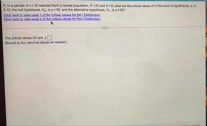 Solved If, in a sample of n = 30 selected from a normal | Chegg.com