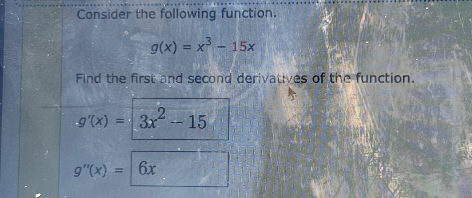 Solved Consider the following function.g(x)=x3-15xFind the | Chegg.com