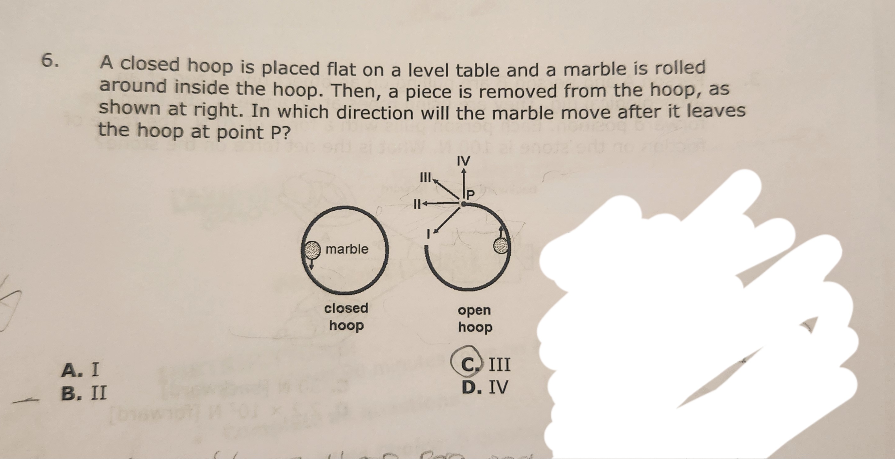Solved A closed hoop is placed flat on a level table and a | Chegg.com