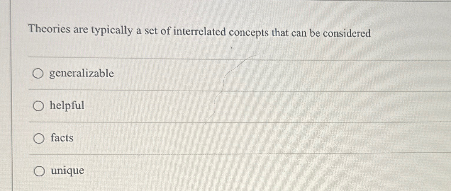 Solved Theories are typically a set of interrelated concepts | Chegg.com