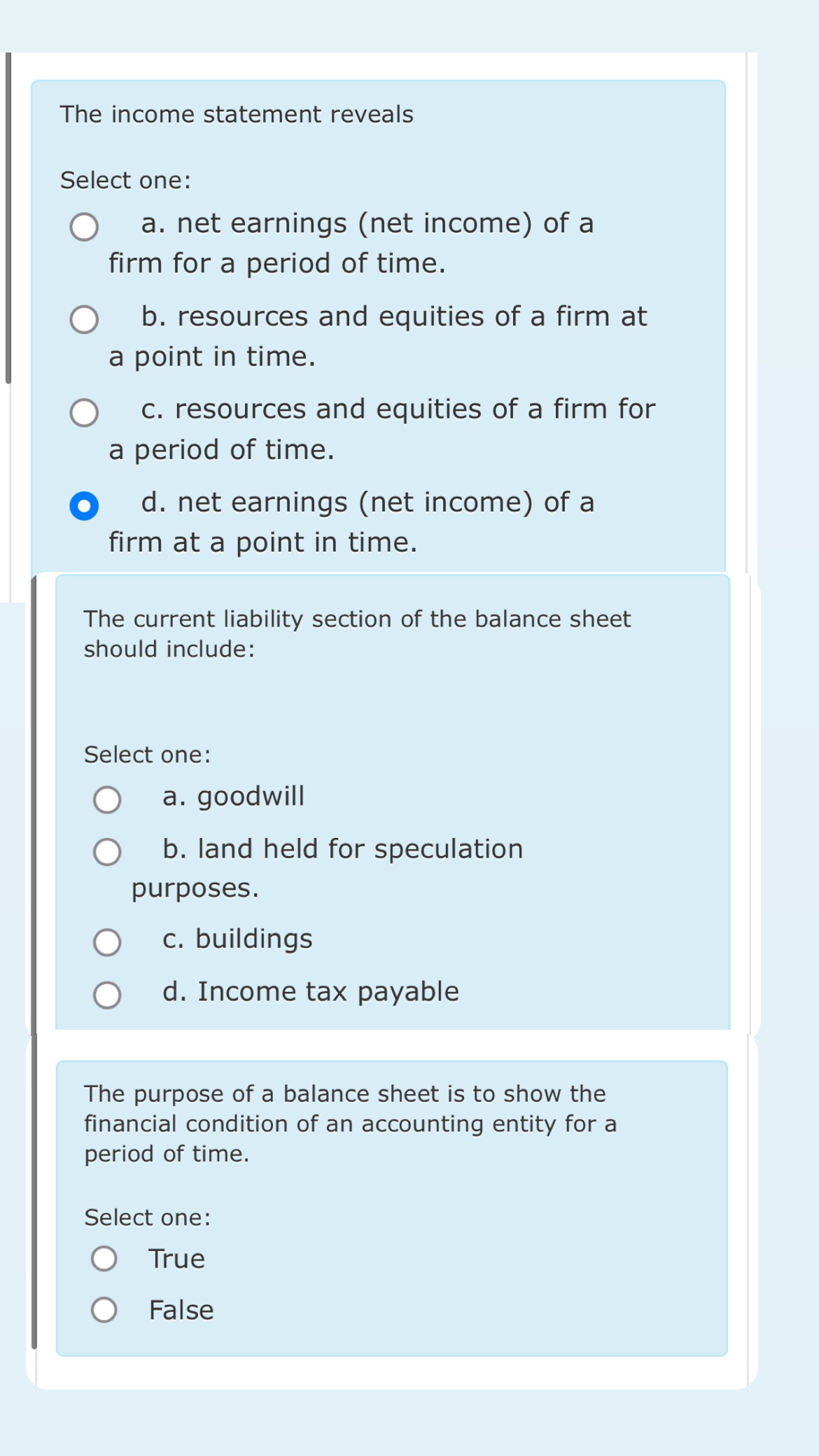 Solved The income statement revealsSelect one:a. ﻿net | Chegg.com