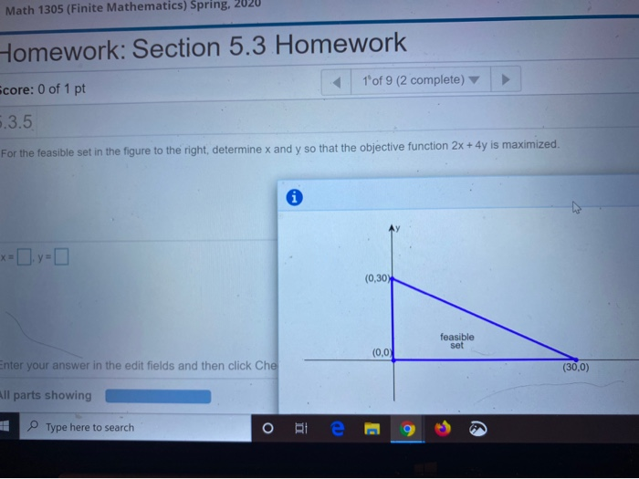 Solved Math 1305 (Finite Mathematics) Spring, 2020 Homework: | Chegg.com