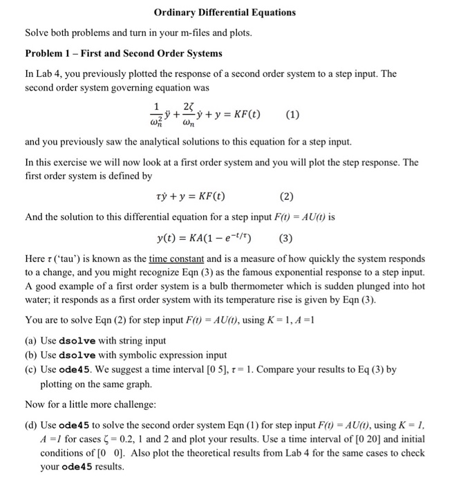 Solved Ordinary Differential Equations Solve both problems | Chegg.com
