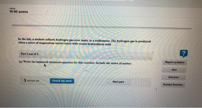 Solved value: 10.00 points In the lab, a student collects | Chegg.com