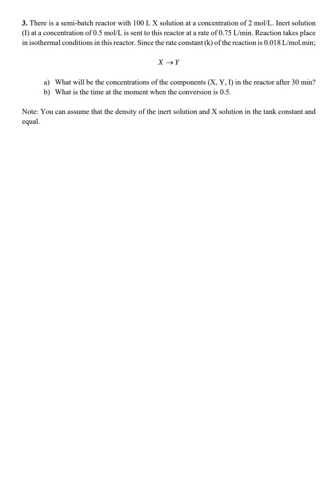 Solved 1. Water is added at a flow rate of 0.2 m3/h in order | Chegg.com