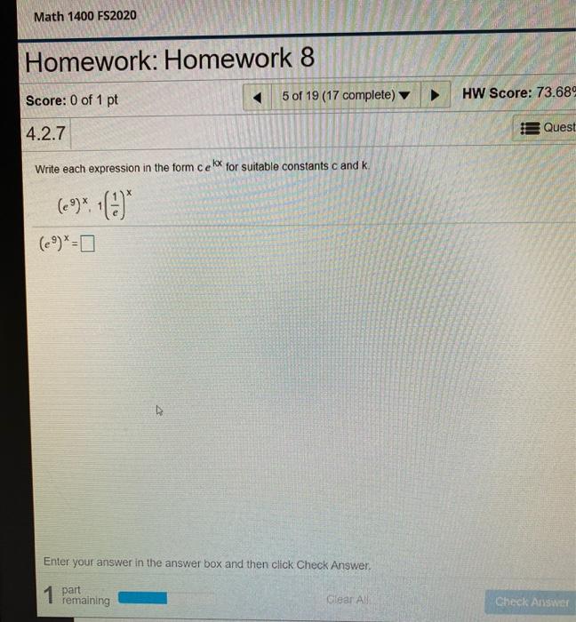 Solved Math 1400 FS2020 Homework: Homework 8 Score: 0 of 1 | Chegg.com