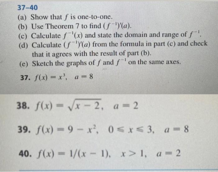 Solved (a) Show that f is one-to-one. (b) Use Theorem 7 to | Chegg.com