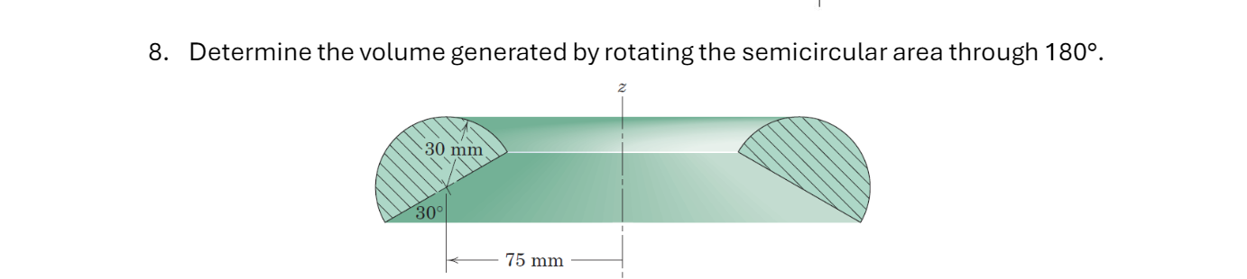 Solved 8.Determine the volume generated by rotating the | Chegg.com