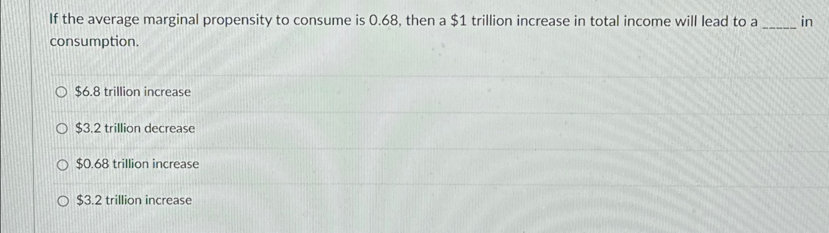 Solved If the average marginal propensity to consume is | Chegg.com