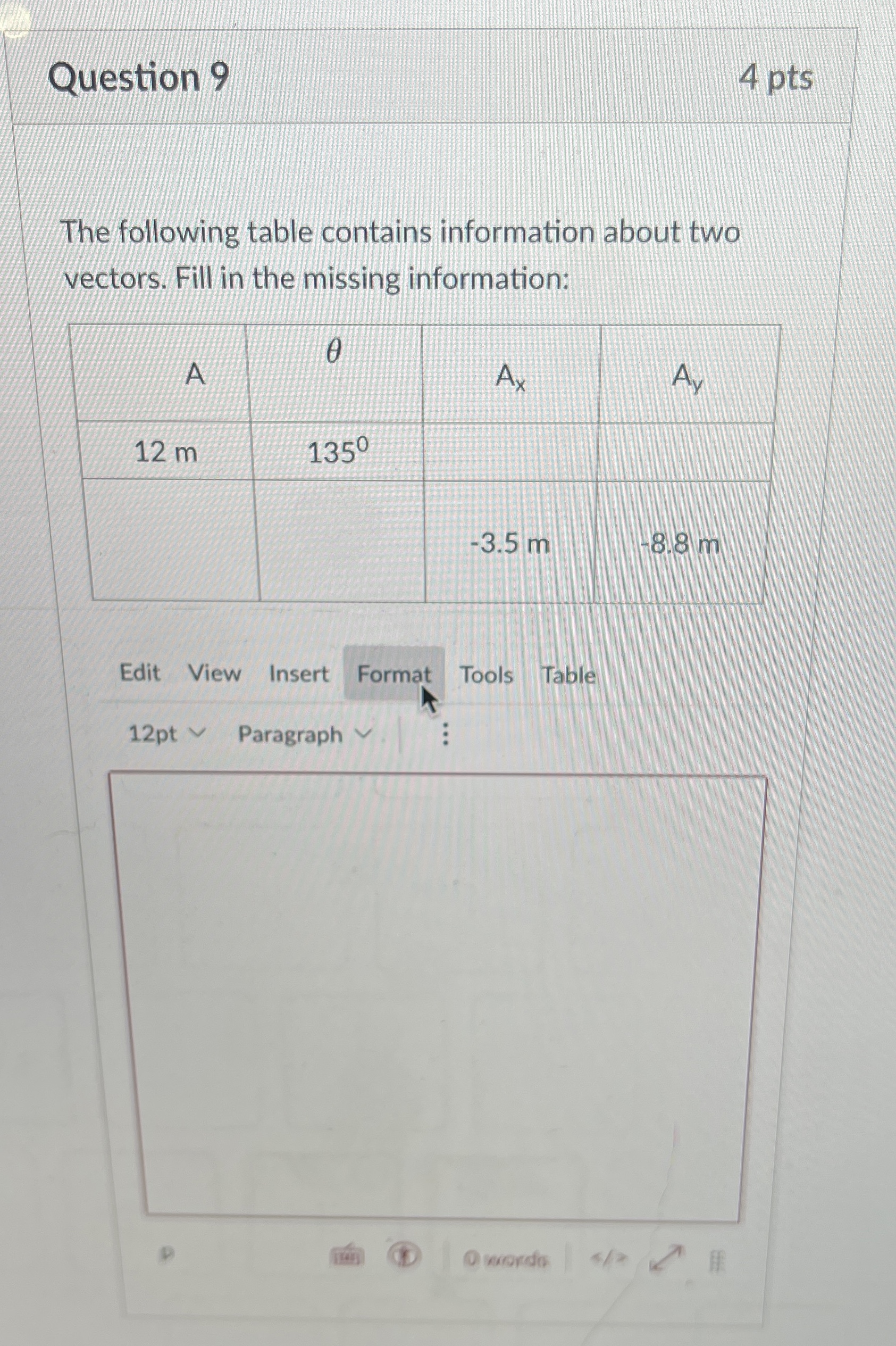Solved Question 9The following table contains information | Chegg.com