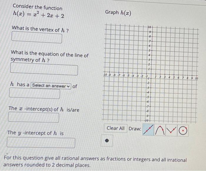 Solved Consider the function h(x)=x2+2x+2 Graph h(x) What is | Chegg.com