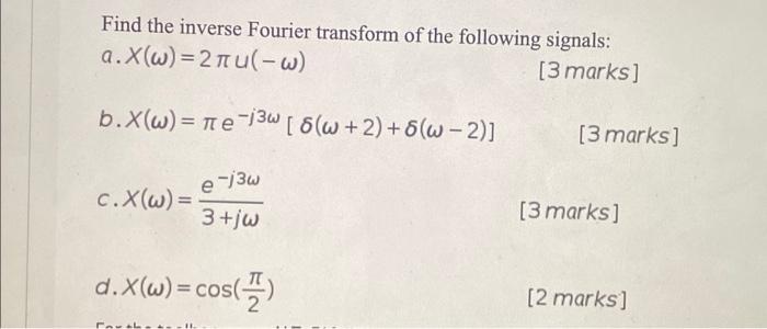 Solved Find the inverse Fourier transform of the following | Chegg.com