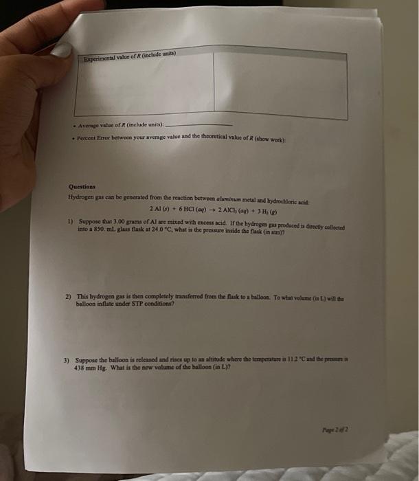 Solved Experimental Data Data Anabis - Ueing your | Chegg.com