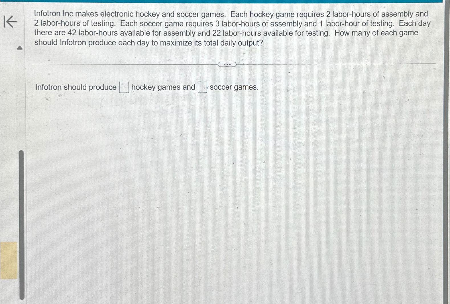 Infotron Inc makes electronic hockey and soccer | Chegg.com