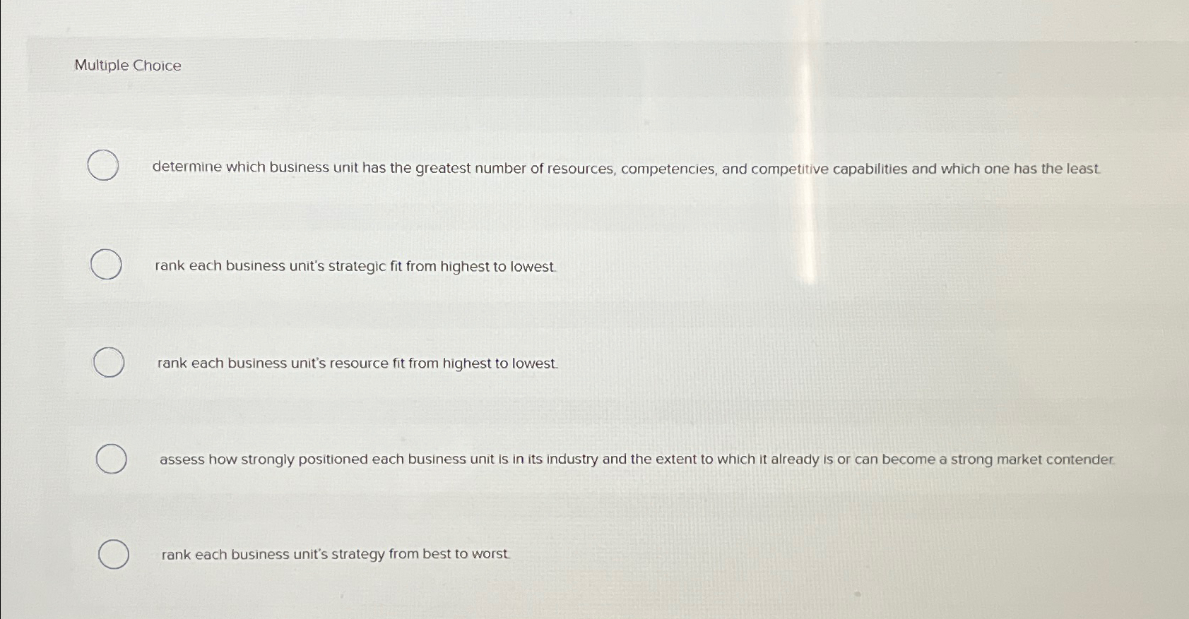 Solved Multiple Choicedetermine which business unit has the | Chegg.com