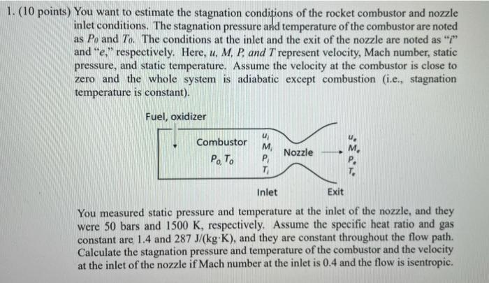 Solved points) You want to estimate the stagnation | Chegg.com