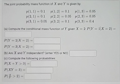 Solved The joint probability mass function of x ﻿and Y ﻿is | Chegg.com