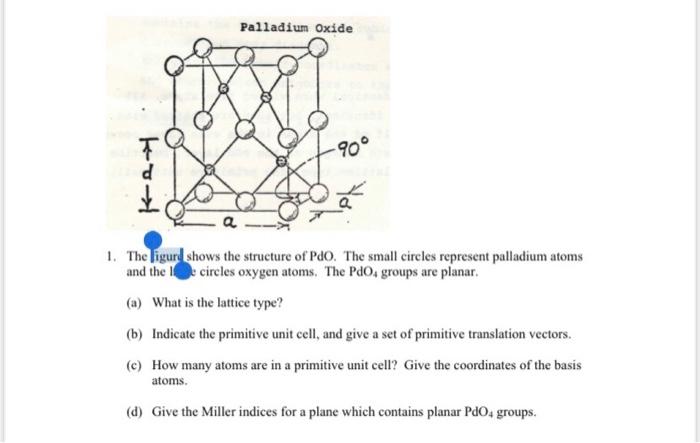 Solved 1. The ligurl shows the structure of PdO. The small | Chegg.com