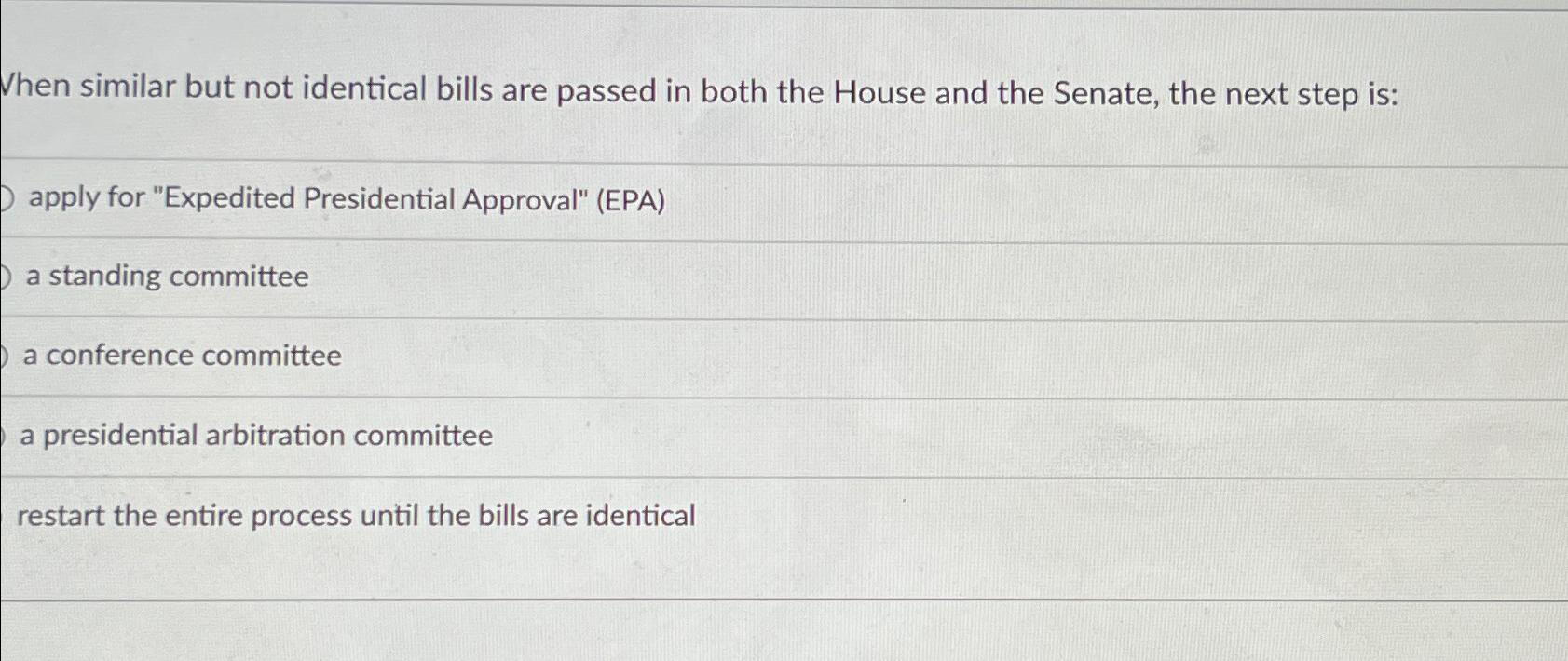 Solved Vhen similar but not identical bills are passed in | Chegg.com