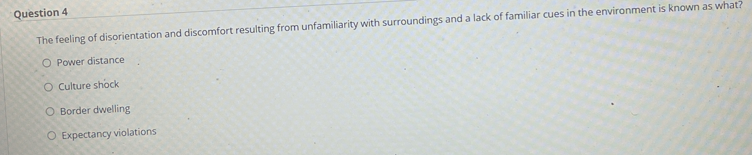 Solved Question 4The feeling of disorientation and | Chegg.com
