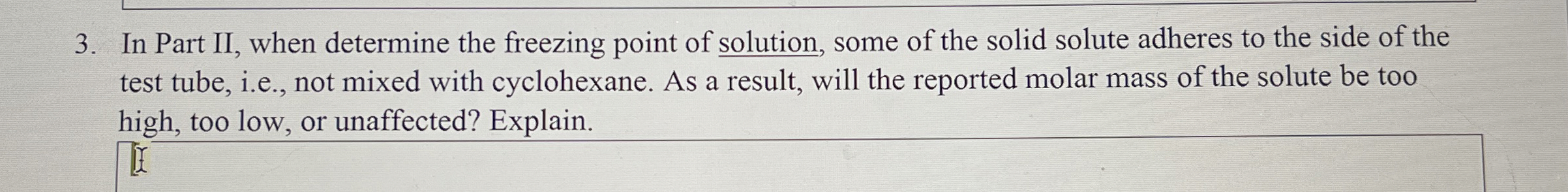Solved In Part II, ﻿when determine the freezing point of | Chegg.com