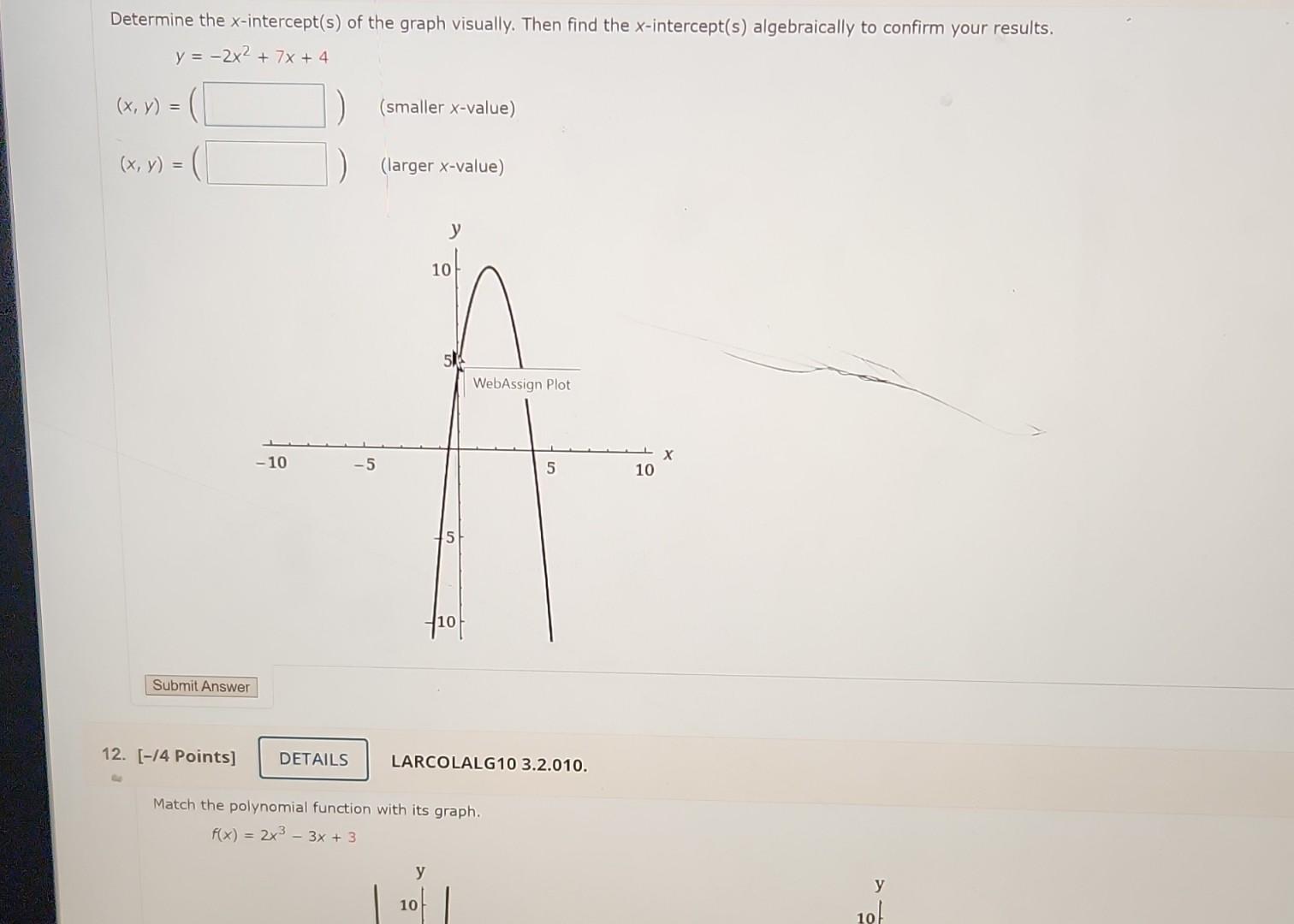 Solved Determine the x-intercept(s) of the graph visually. | Chegg.com